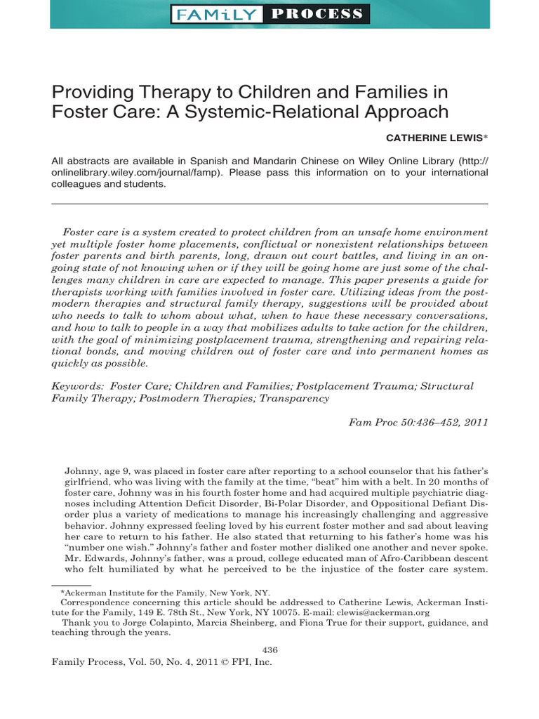 Therapy for Foster Care Families | PDF | Psychotherapy | Foster Care