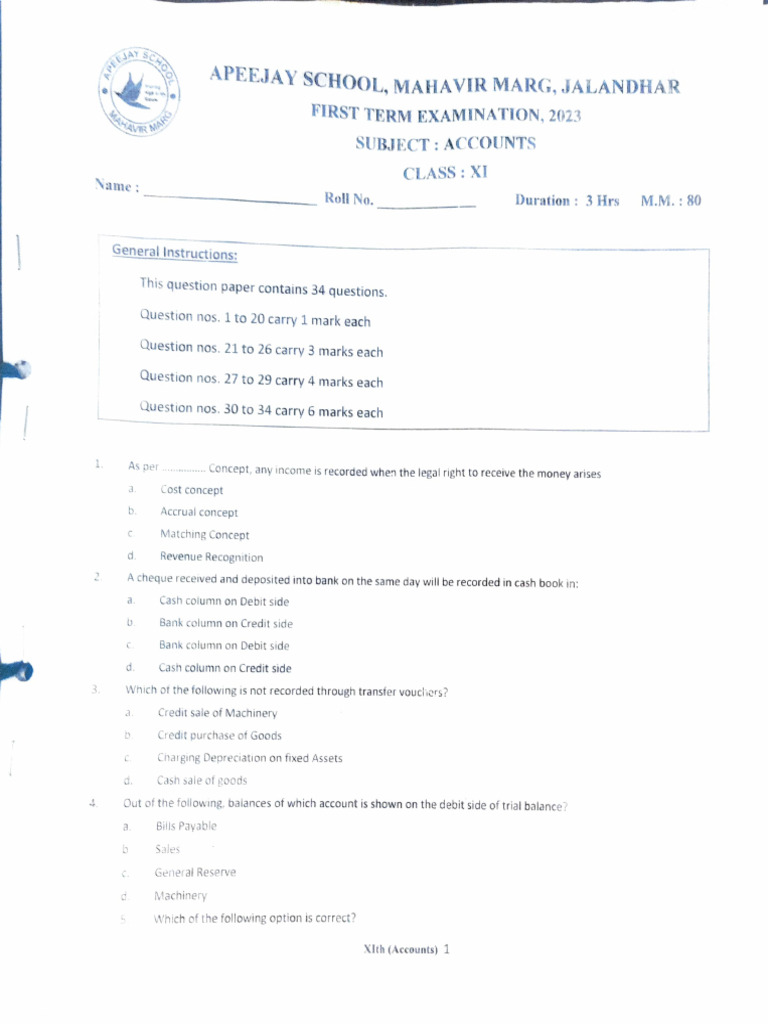Term-1 2023-24 Class 11 | PDF