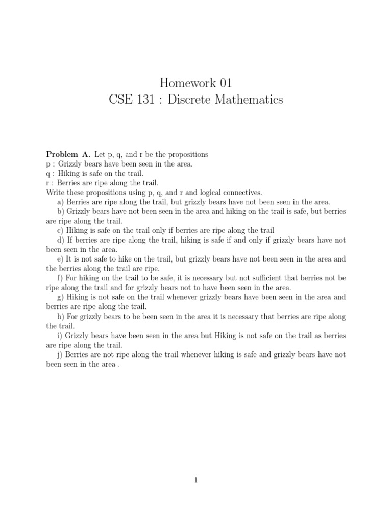 CSE131_Homework_01 | PDF | Syntax (Logic) | Metalogic