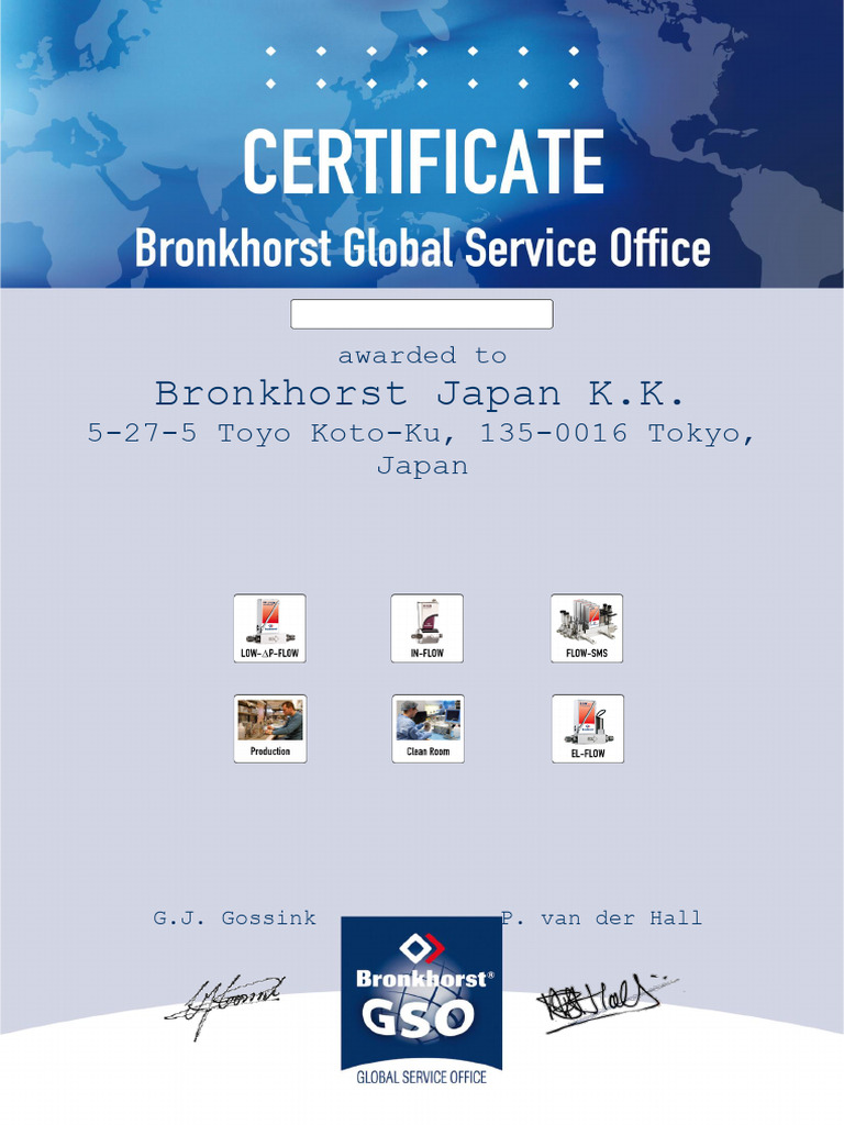 GSO208 Certificate Bronkhorst Japan K K 2024 | PDF