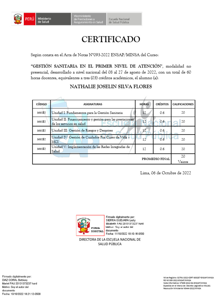 Certificado Naty | PDF