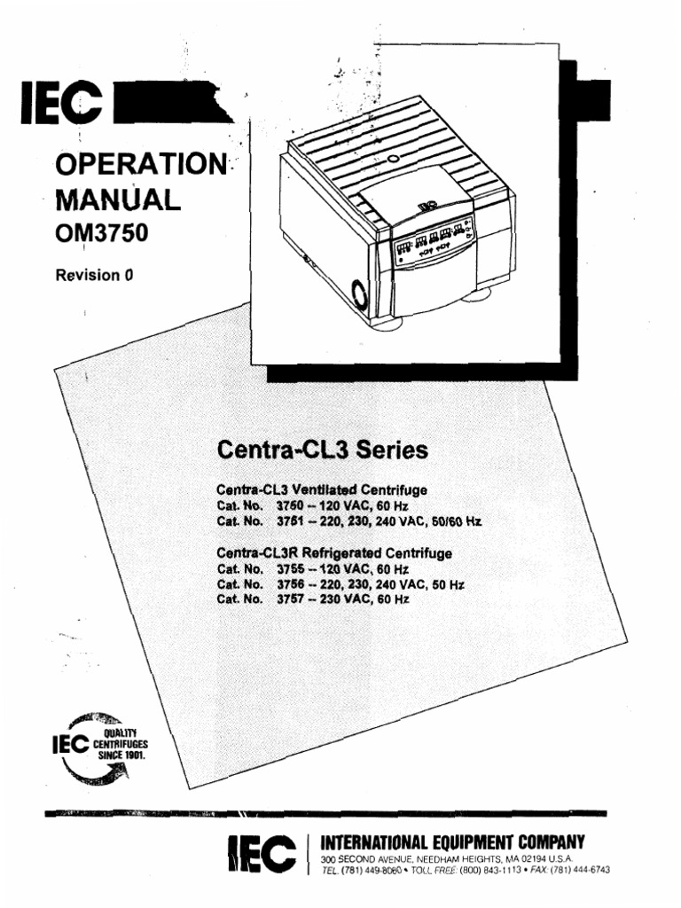 Centra cl3 Series Centrifuge Manual | PDF | Helicopter Rotor | Centrifuge