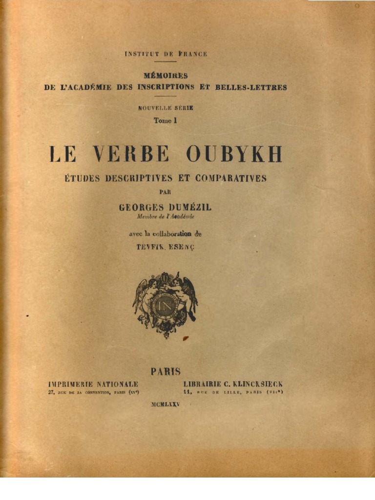 Dumezil Le Verbe Oubykh | PDF