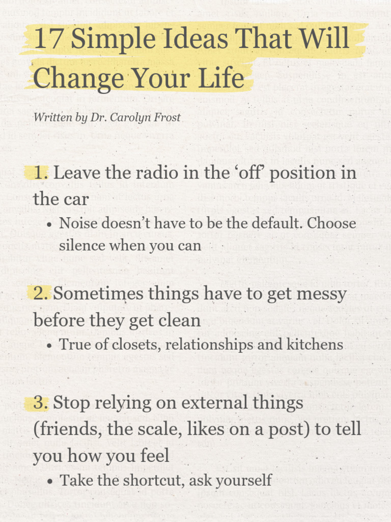 17 Simple Ideas to Change Your Life | PDF