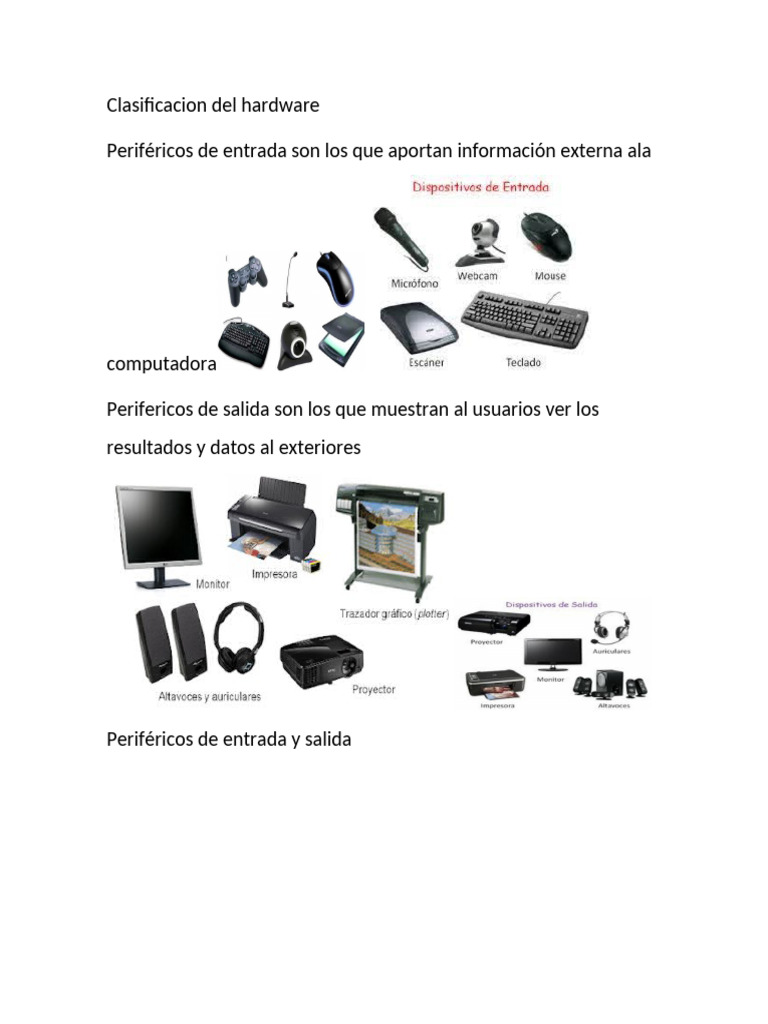 Clasificacion Del Hardware | PDF | Informática