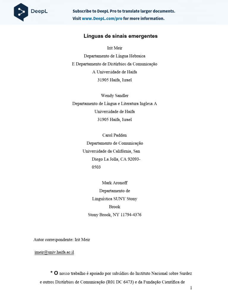 Emerging Sign Languages (2) PT | PDF | Surdez | Linguagem de sinais