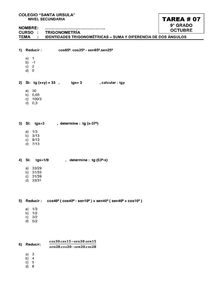 Octubre Tarea Trigo 9 | PDF