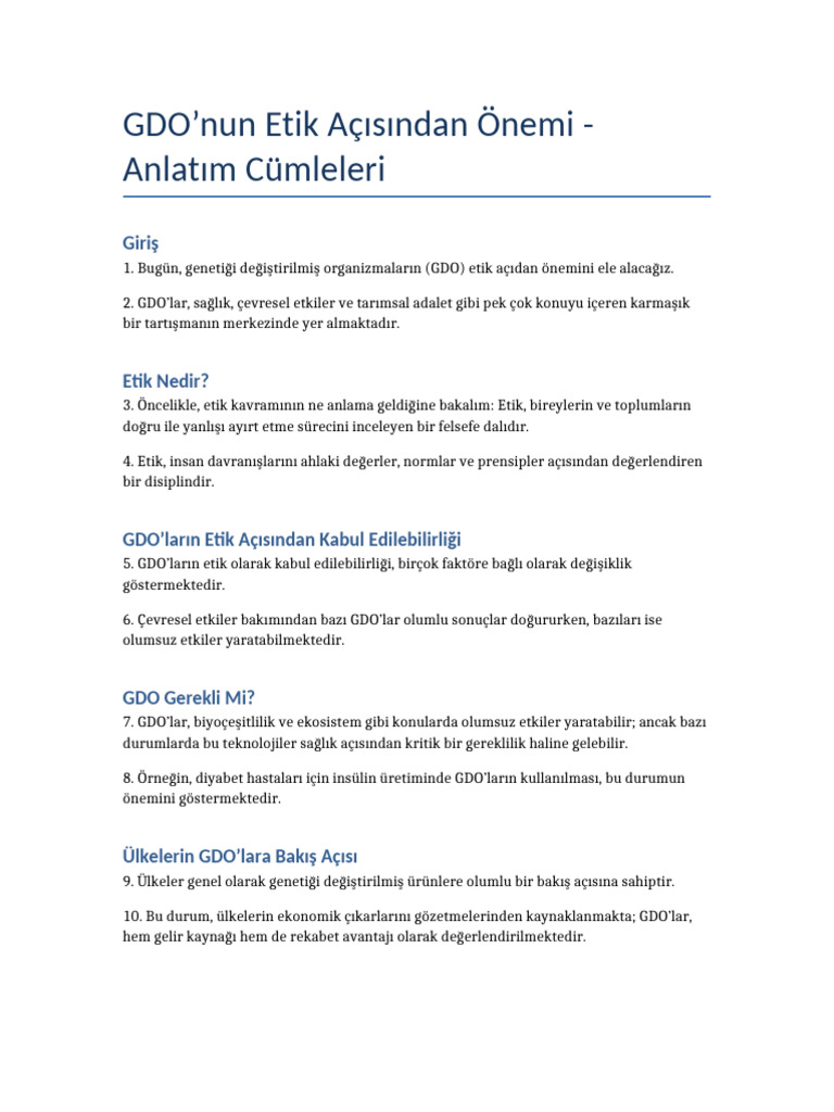 GDO Etik Acısından Onemi | PDF