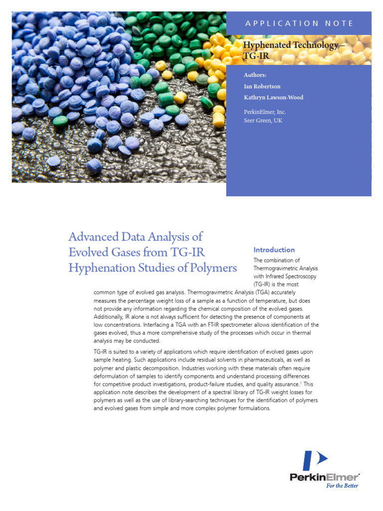 Advanced Data Analysis of Evolved Gases From TG-IR Hyphenation Studies of Polymers | PDF ...