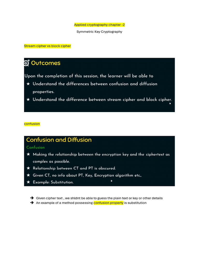 Confusion and Diffusion in Cryptography | PDF | Cipher | Key (Cryptography)