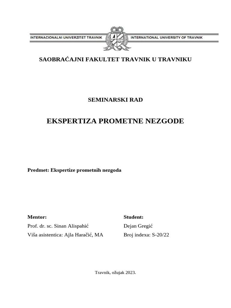 Ekspertiza Prometne Nezgode Nalet Na Pješaka | PDF
