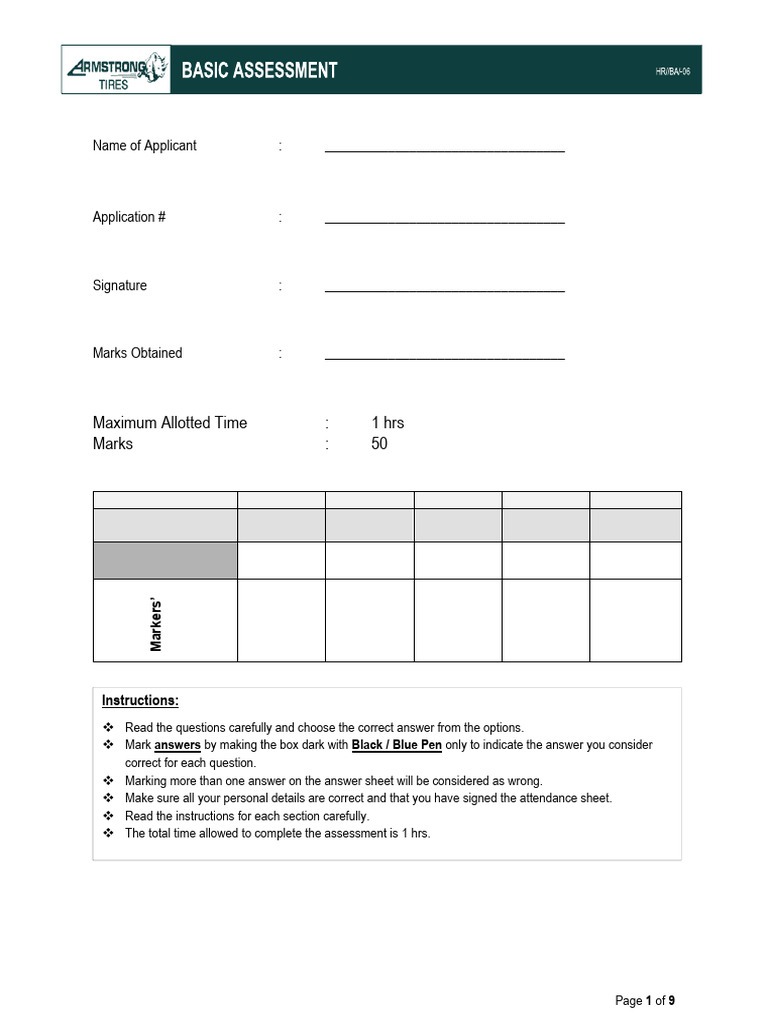 Armstrong Candidate Assessment | PDF