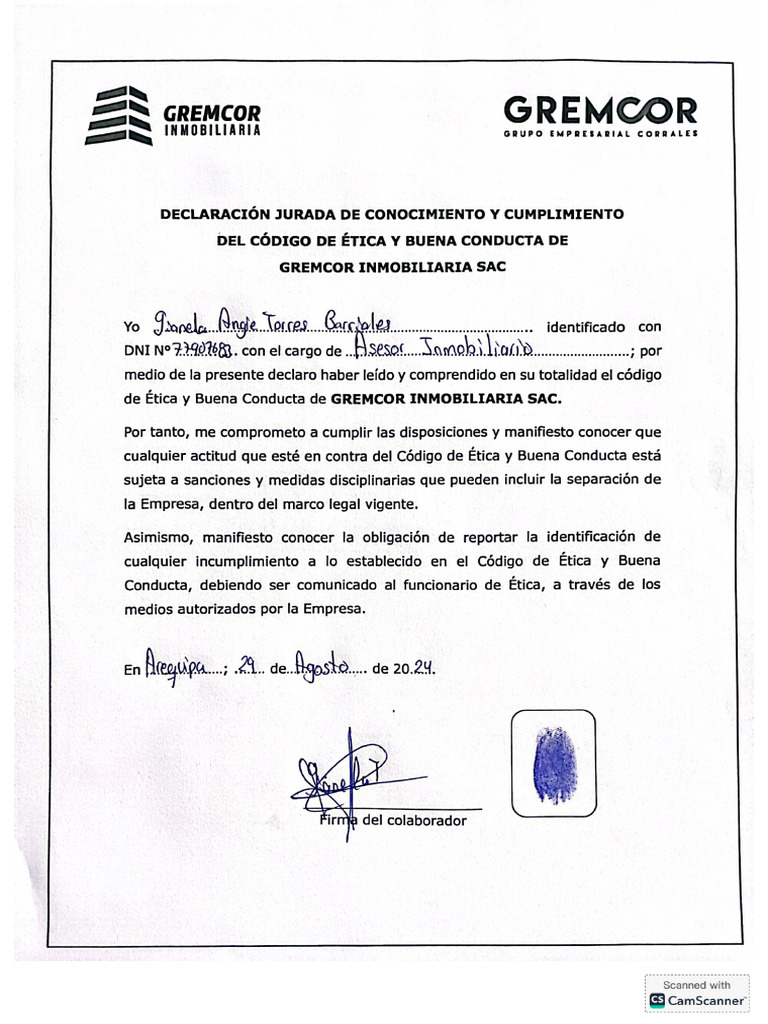 Declaración Jurada de Conocimiento de Có | PDF