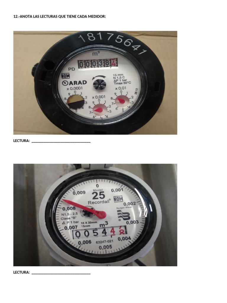 Lecturas de Medidores: Registro Detallado | PDF