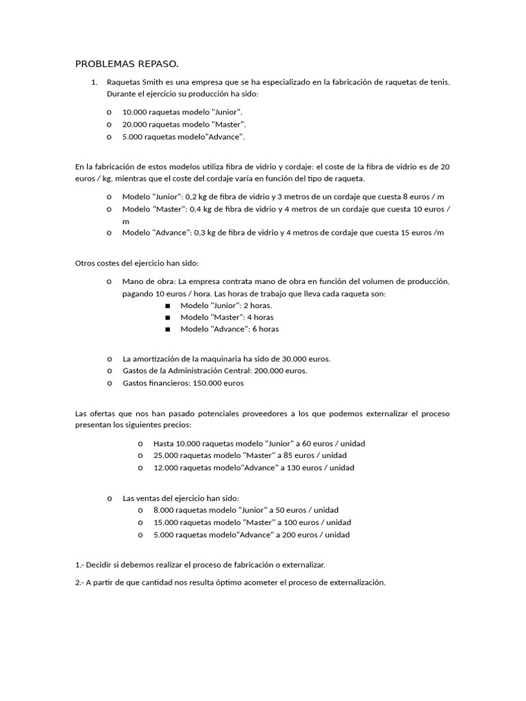 Problemas Repaso | PDF | Economias