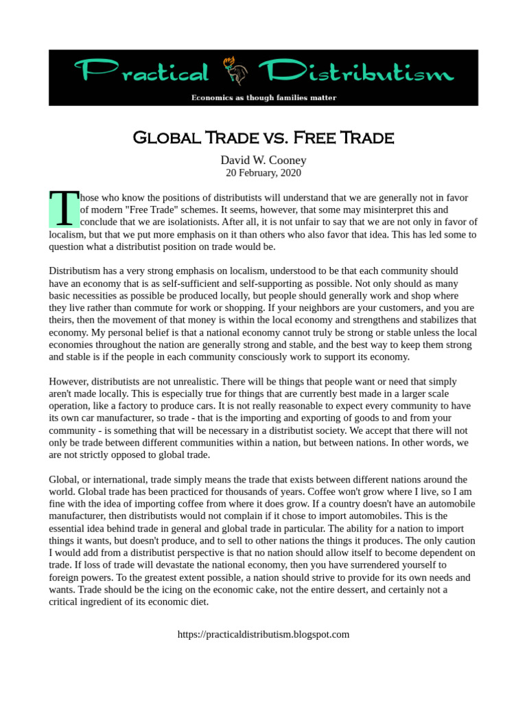 Global Trade vs. Free Trade | PDF | Free Trade | Market (Economics)