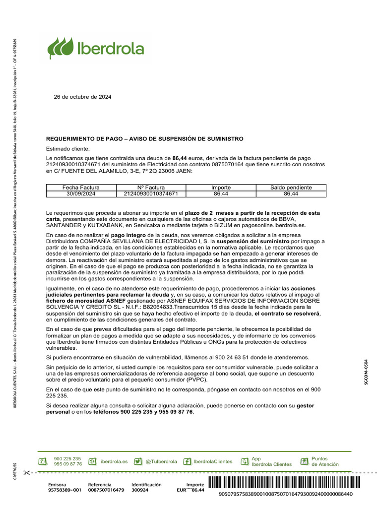 Soc021 2033316326000 20241026 | PDF | Factura | Jubilación