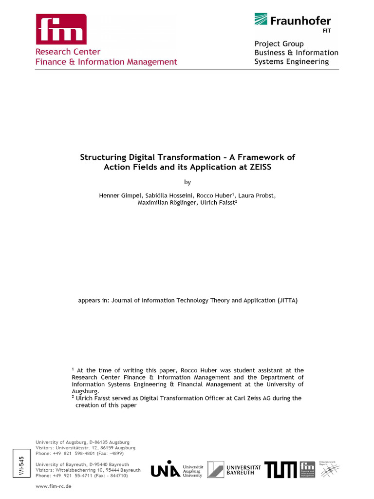 Digital Transformation Framework at ZEISS | PDF | Analytics | Data