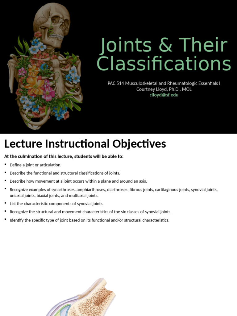 1 - Joints and Their Classifications (Student) | PDF | Anatomical Terms ...