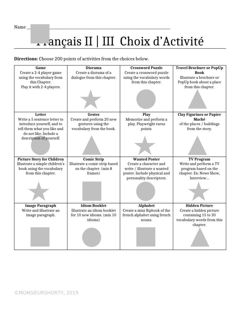 Choice of Activity Template | PDF | Linguistics