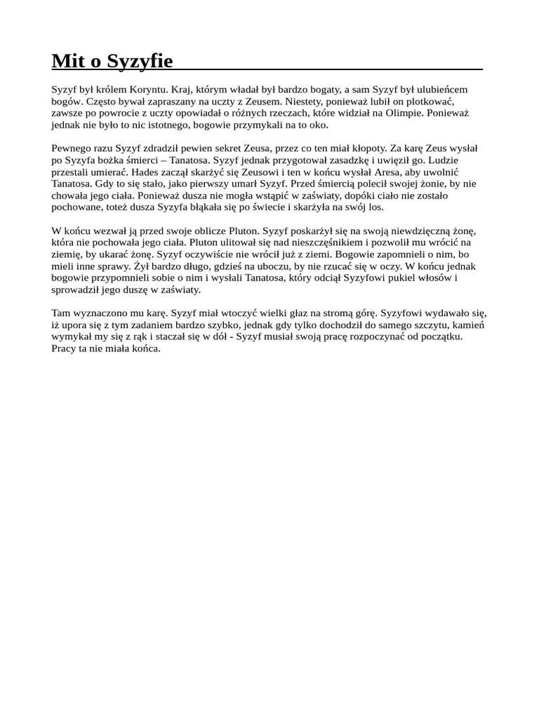 Mit o Syzyfie | PDF