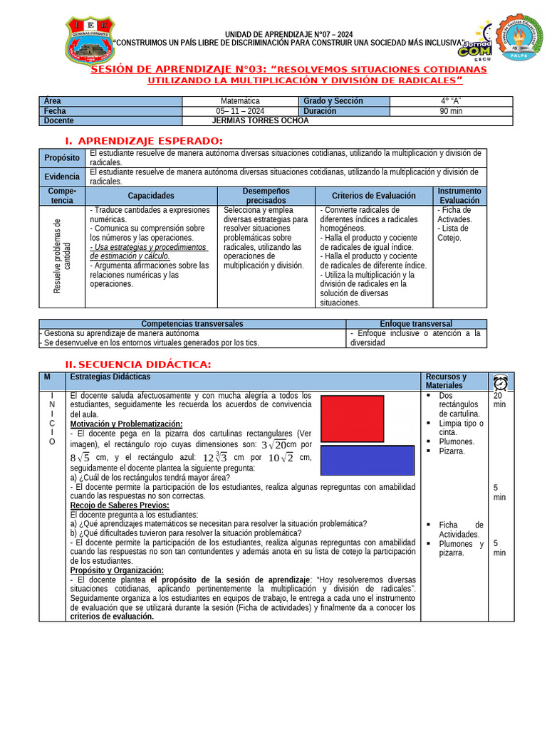4°-Sesion 3-Ua7 - 2024 | PDF | Evaluación | Aprendizaje
