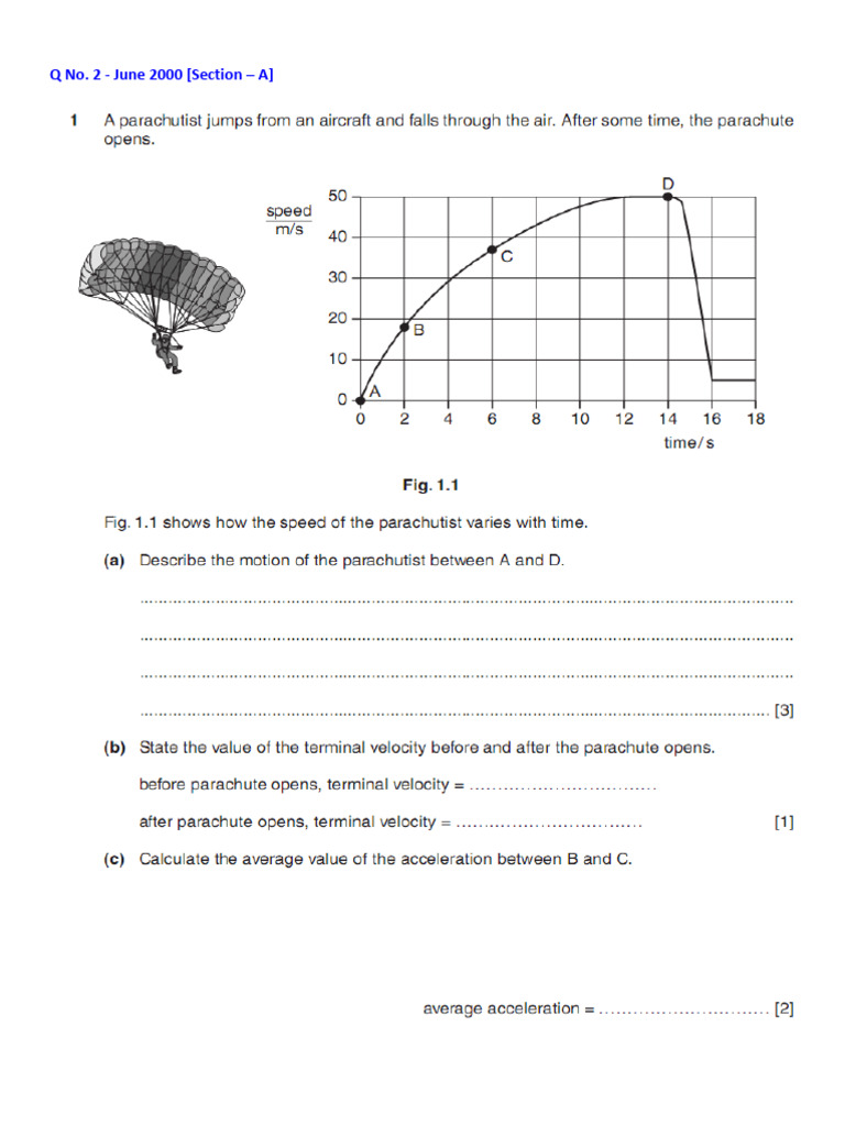 Theory Questions 1.2 Motion Physics O Levels | PDF