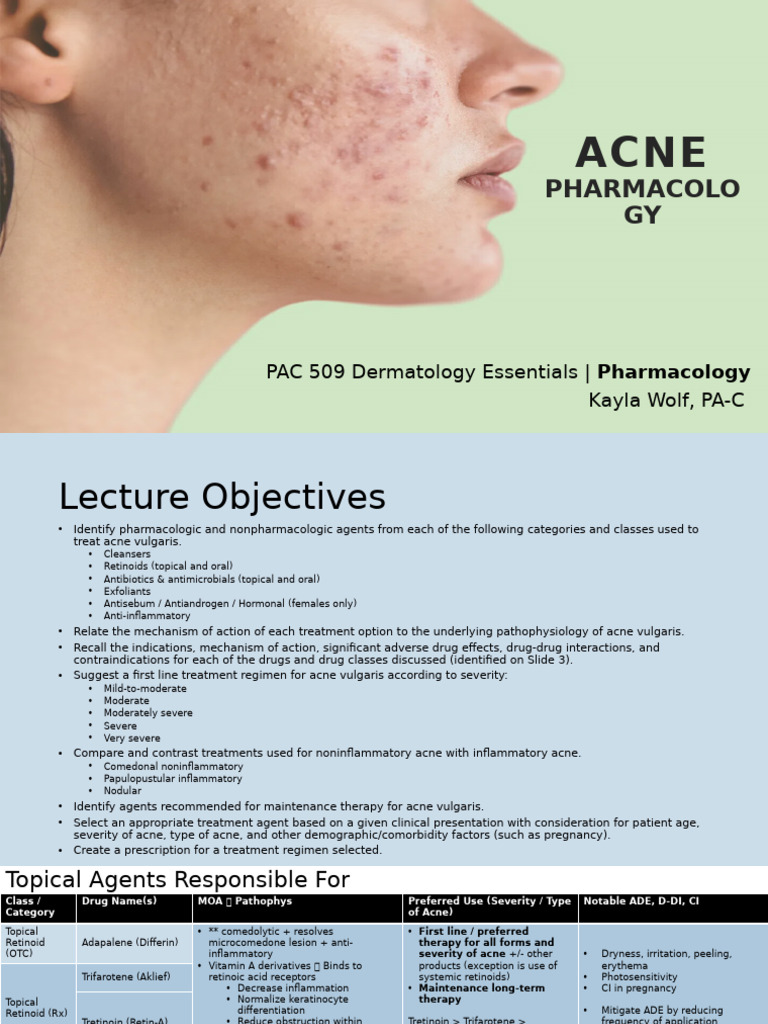 Acne Treatment Pharmacology Overview | PDF | Clinical Medicine | Drugs