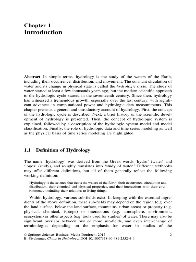 Sivakumar2017 Chapter Introduction | PDF | Hydrology | Water Cycle
