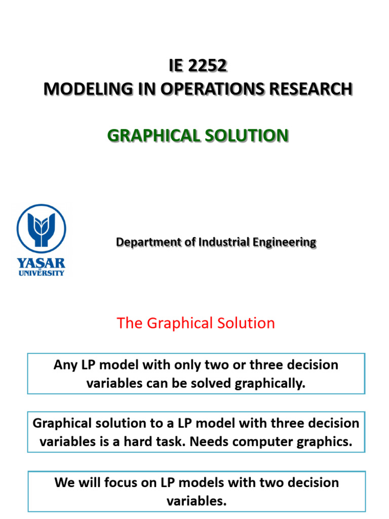 IE 2252 Modeling in or Graphical Solutions | PDF | Inequality (Mathematics) | Theoretical ...