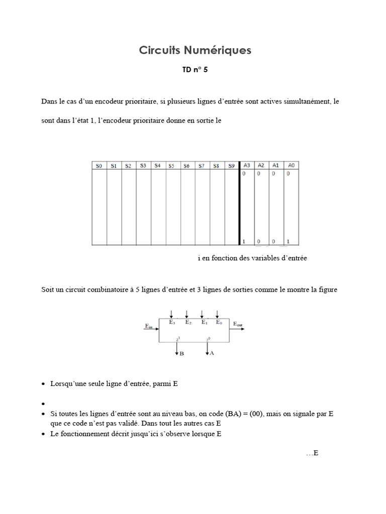 Circuits Numériques : Encodeurs et Multiplexeurs | PDF | Méthodes et ...