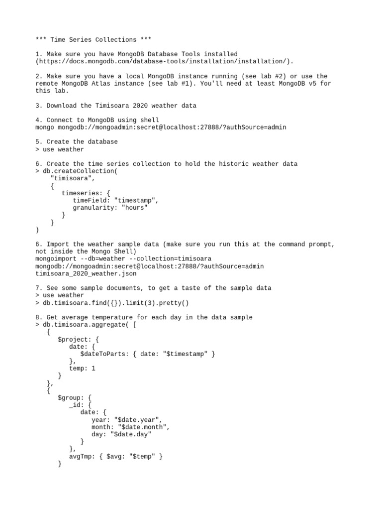Lab09-Time Series Collections | PDF