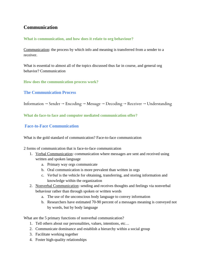 CH 10 - Communication | PDF