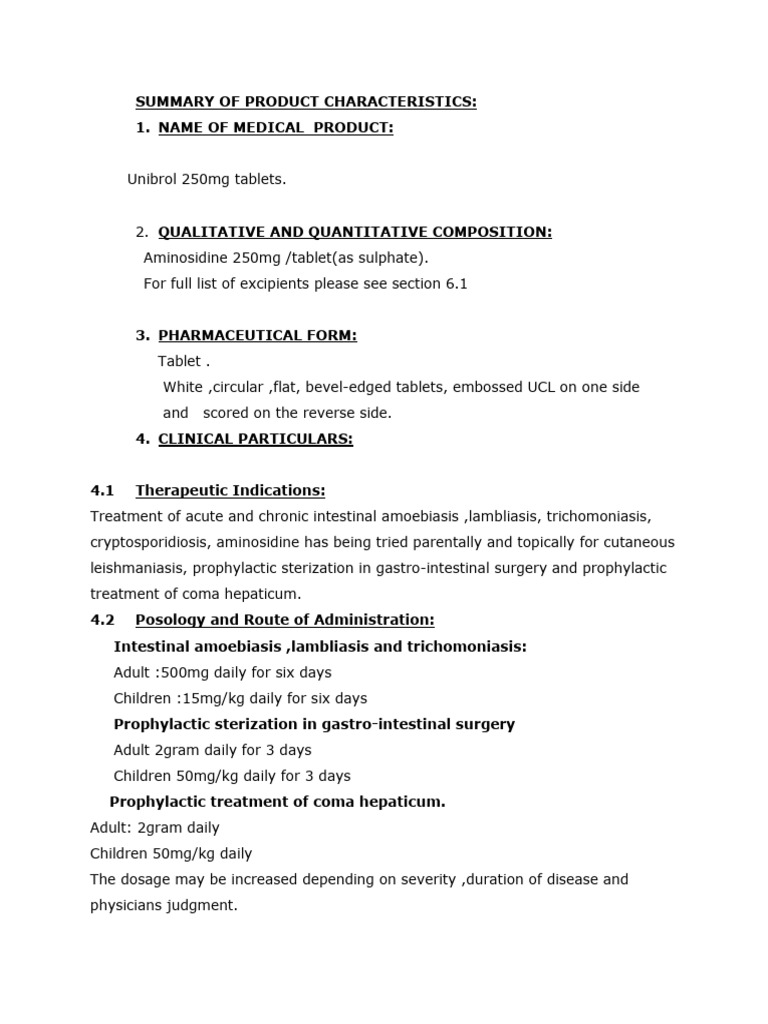Unibrol 250mg Tablets Overview | PDF | Drugs | Pharmacology