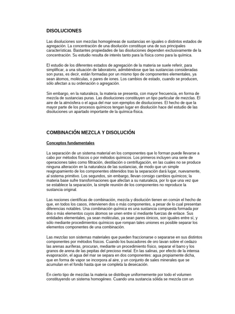 Disoluciones | PDF | Concentración | Solubilidad