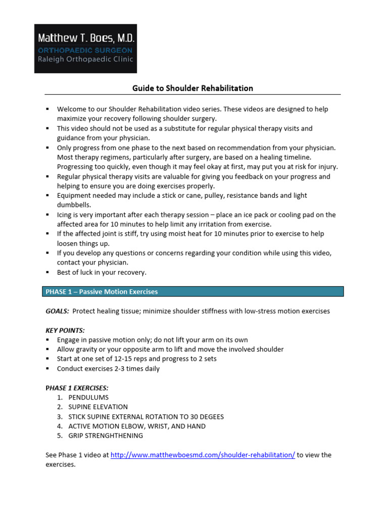 Shoulder Rehabilitation Guide | PDF | Shoulder | Anatomical Terms Of Motion
