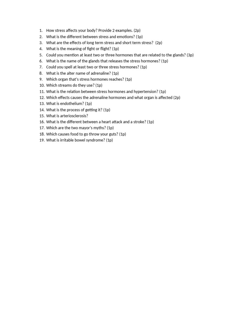 Questions stress | PDF