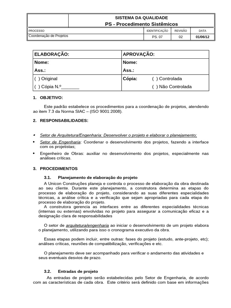 PS 07 Coordenação de Projetos | PDF | Qualidade (negócios) | Informática