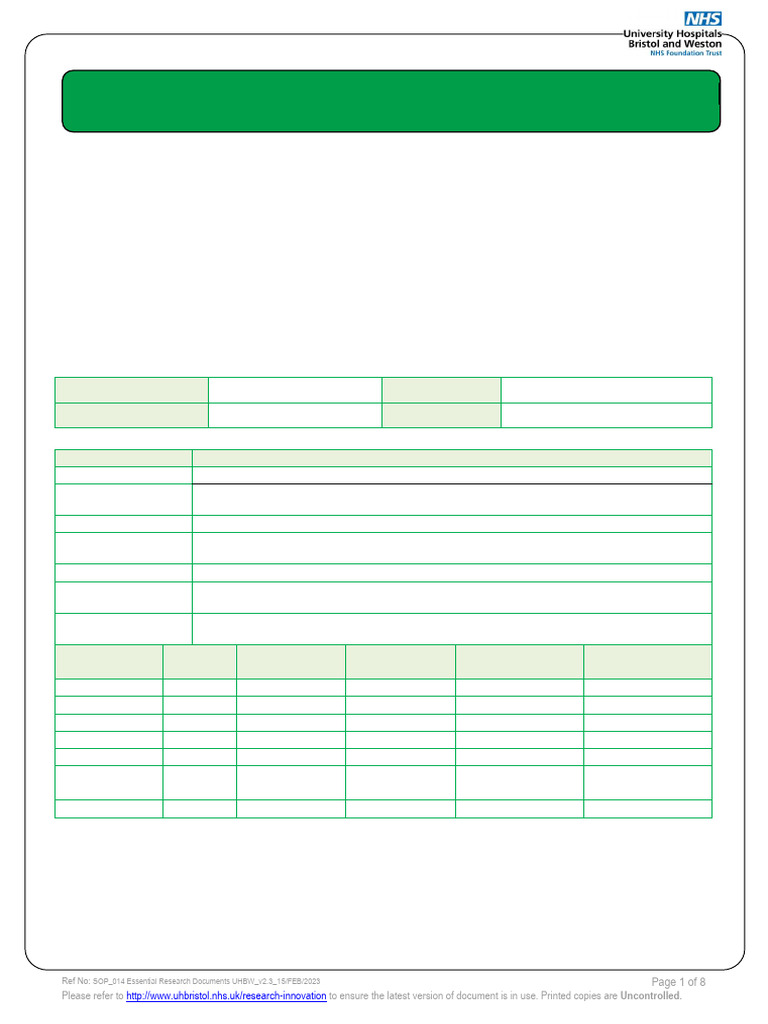 Sop 014 Essential Research Documents Uhbw v2.3 15feb2023 | PDF