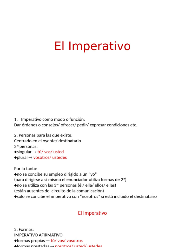 Guía Completa del Imperativo | PDF | Lingüística | Conjugación gramatical