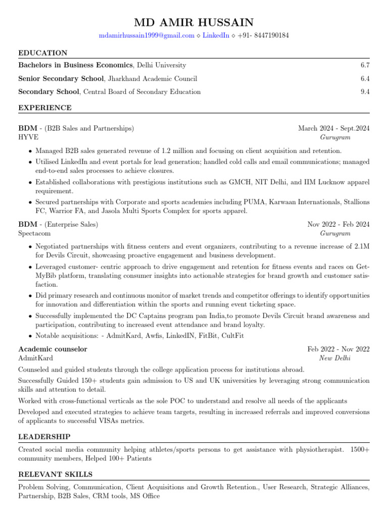 Resume_Amir.hussain_ | PDF | Linked In | Brand