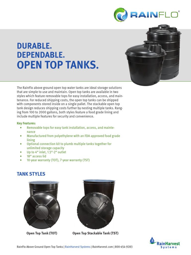 RainFlo Above Ground OT Tanks | PDF | Manufactured Goods