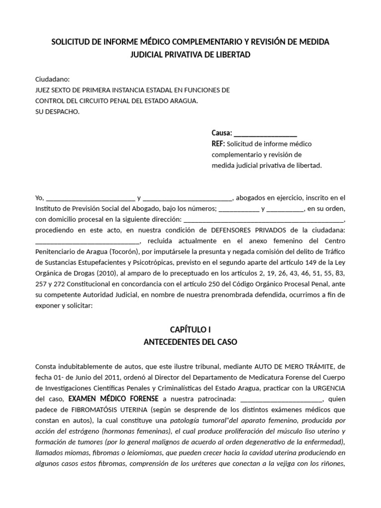 Solicitud de Informe M - Dico Complementari | PDF | Mandato | Prisión