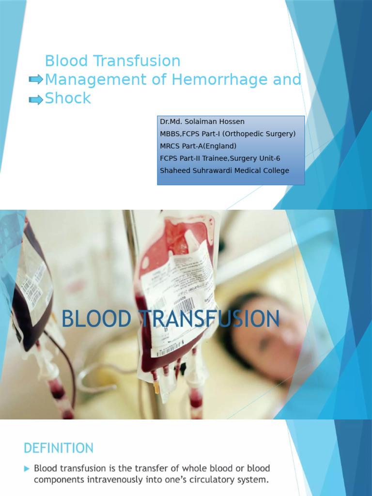 Blood Transfusion Presentation - 113025 | PDF | Science & Mathematics