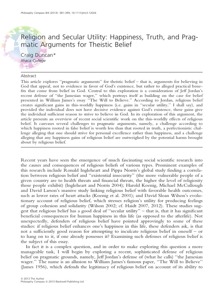 Craig Duncan - Religion and Secular Utility (Final Published Version in ...