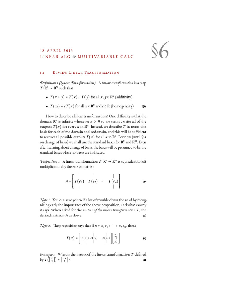 1 8 April 2 0 1 3 Linear ALG Multivariable Calc: T T X y T X T y X y T ...