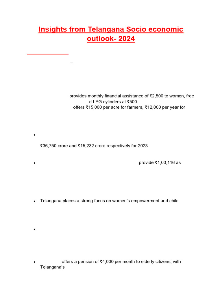 Insights From Telangana Socio Economic Outlook-2024: Welfare Policies ...