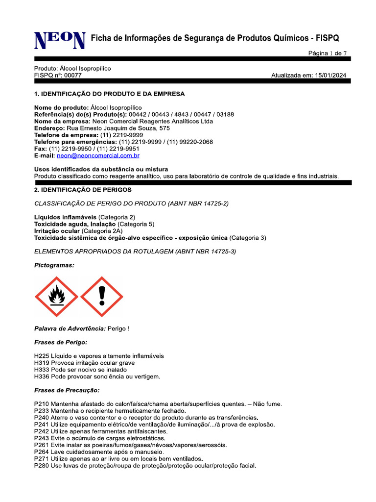 Alcool Isopropilico | PDF