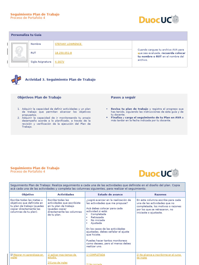 Seguimiento Plan de Trabajo - APP4 | PDF | Aprendizaje | Cognición