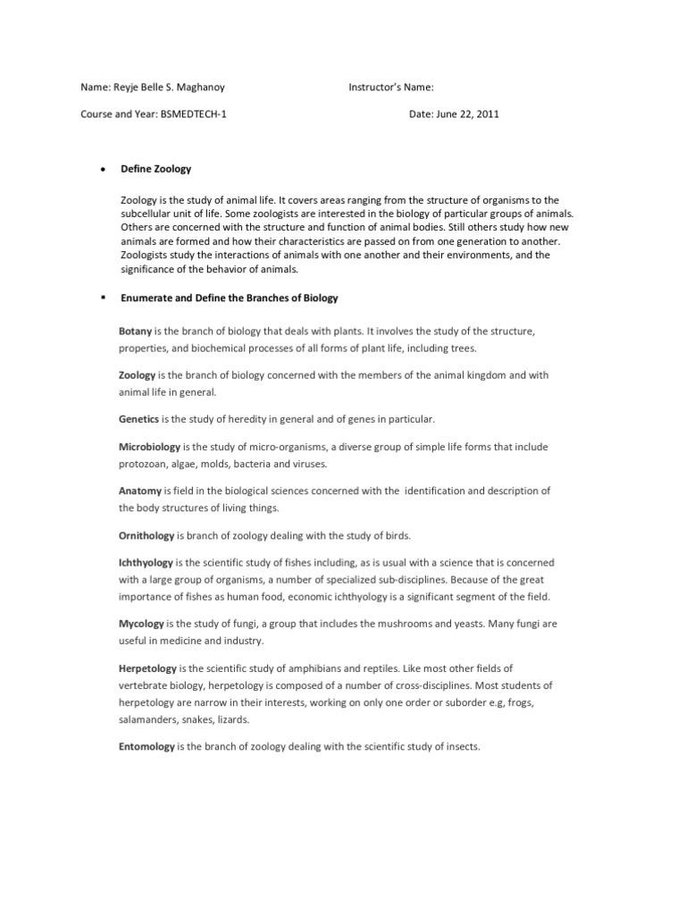 Define Zoology: Ornithology% (&) % ,%& (% | PDF